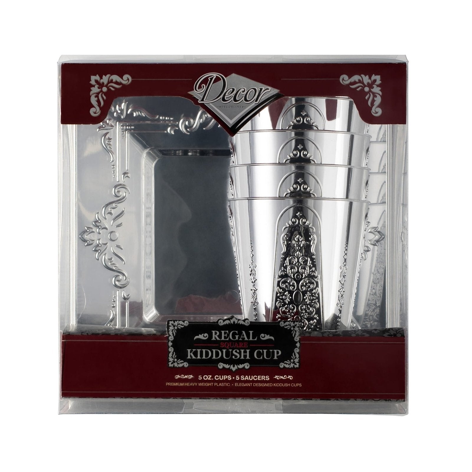 5 Silver Reusable Kiddush Cups 150ml - Regal