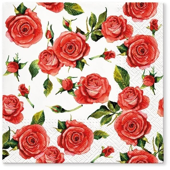 20 Red Napkin 33x33cm - Rose Style